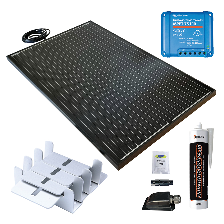 160W Rigid Solar Panel Black Kit - SolarGo2